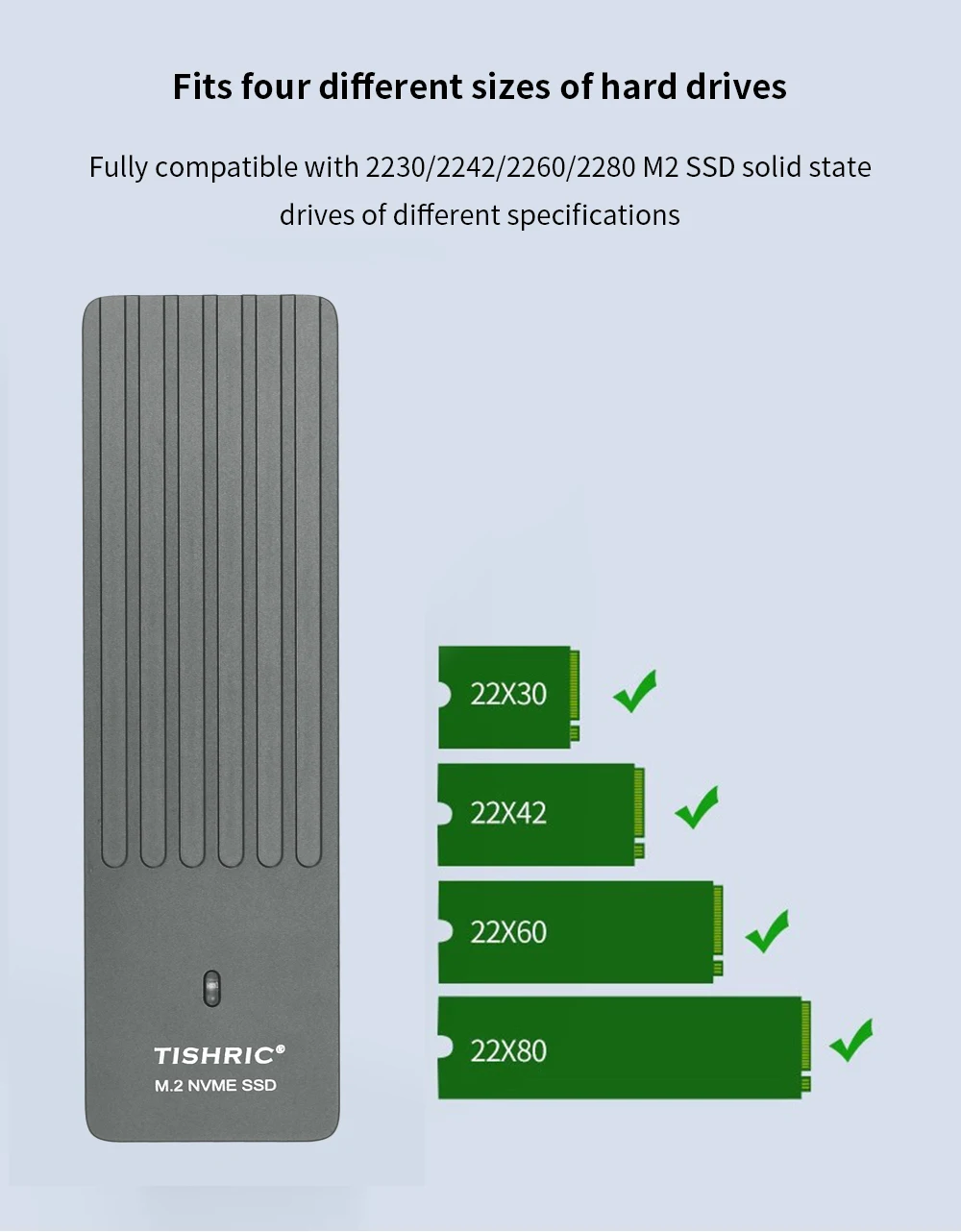 TISHRIC Portable M2 SSD Enclosure - 10 Gbps Transfer Rate