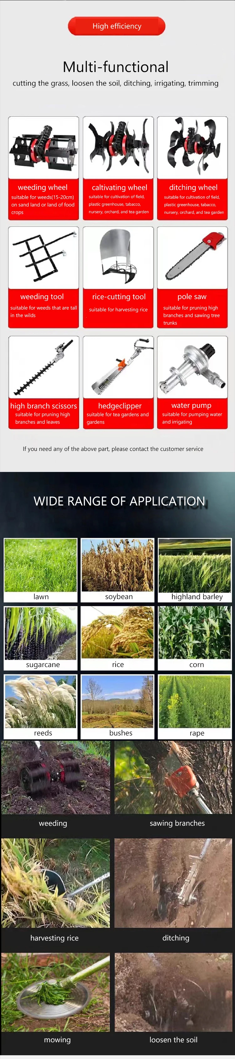 Agriculture Backpack Hand Held Grass Cutter - High Efficiency