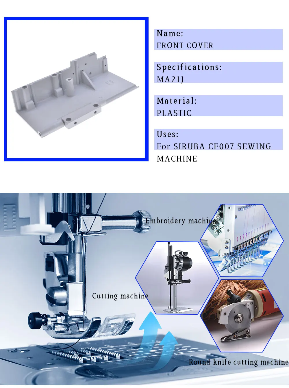 For Siruba C007/f007 Sewing Machine Parts Front Cover Ma21j - Buy Front ...