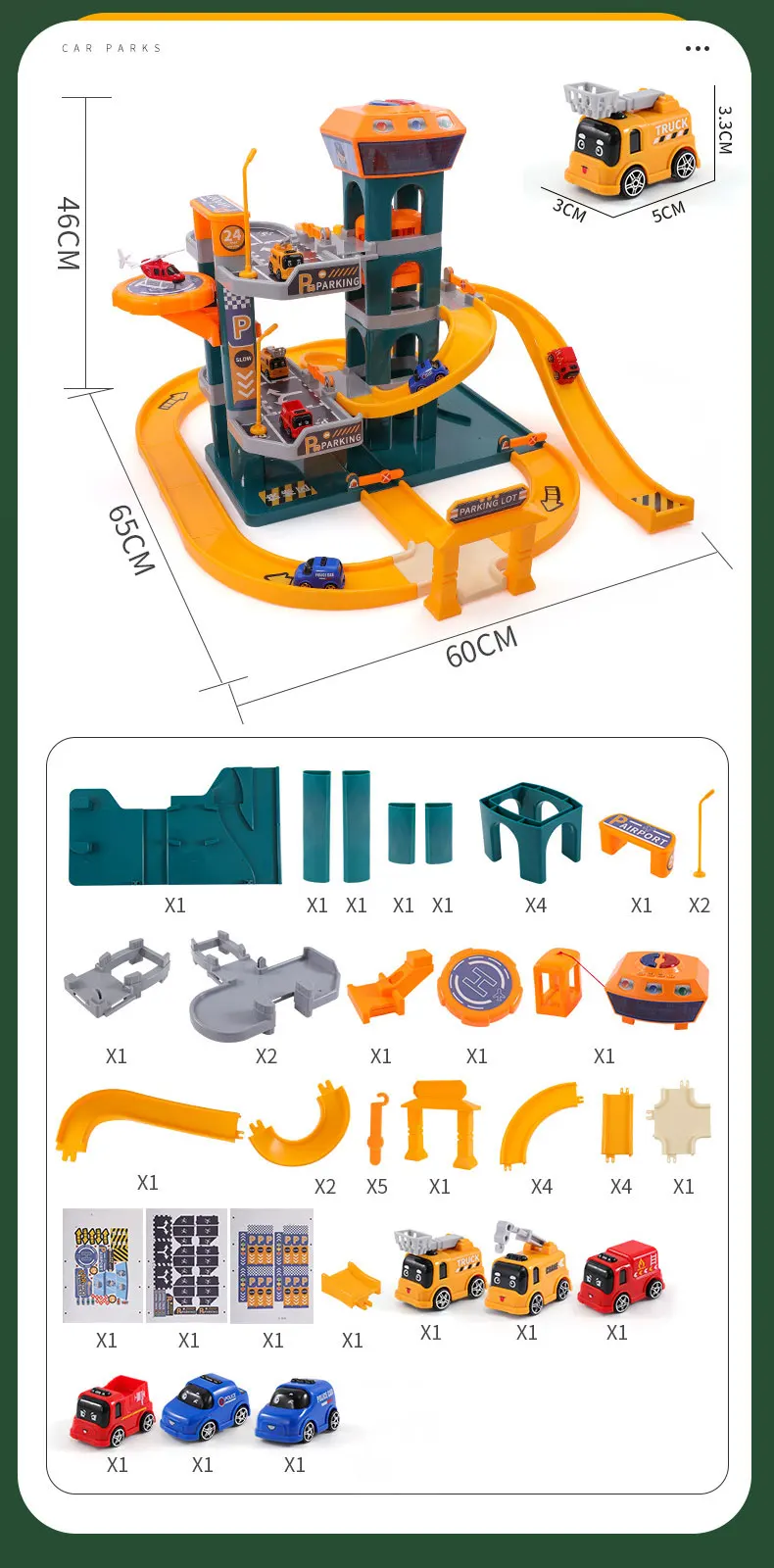 Electric Multilayer Car Parking Lot Track Toy Set for Kids