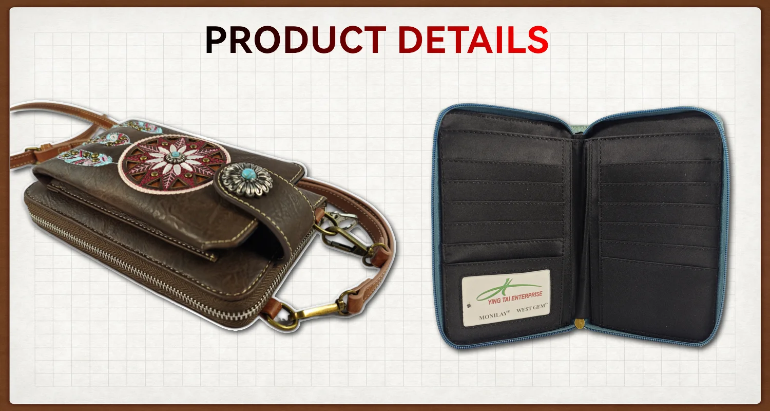 Brand New Western Vintage Ladies Crossbody Bag Tooled Leather Phone ...