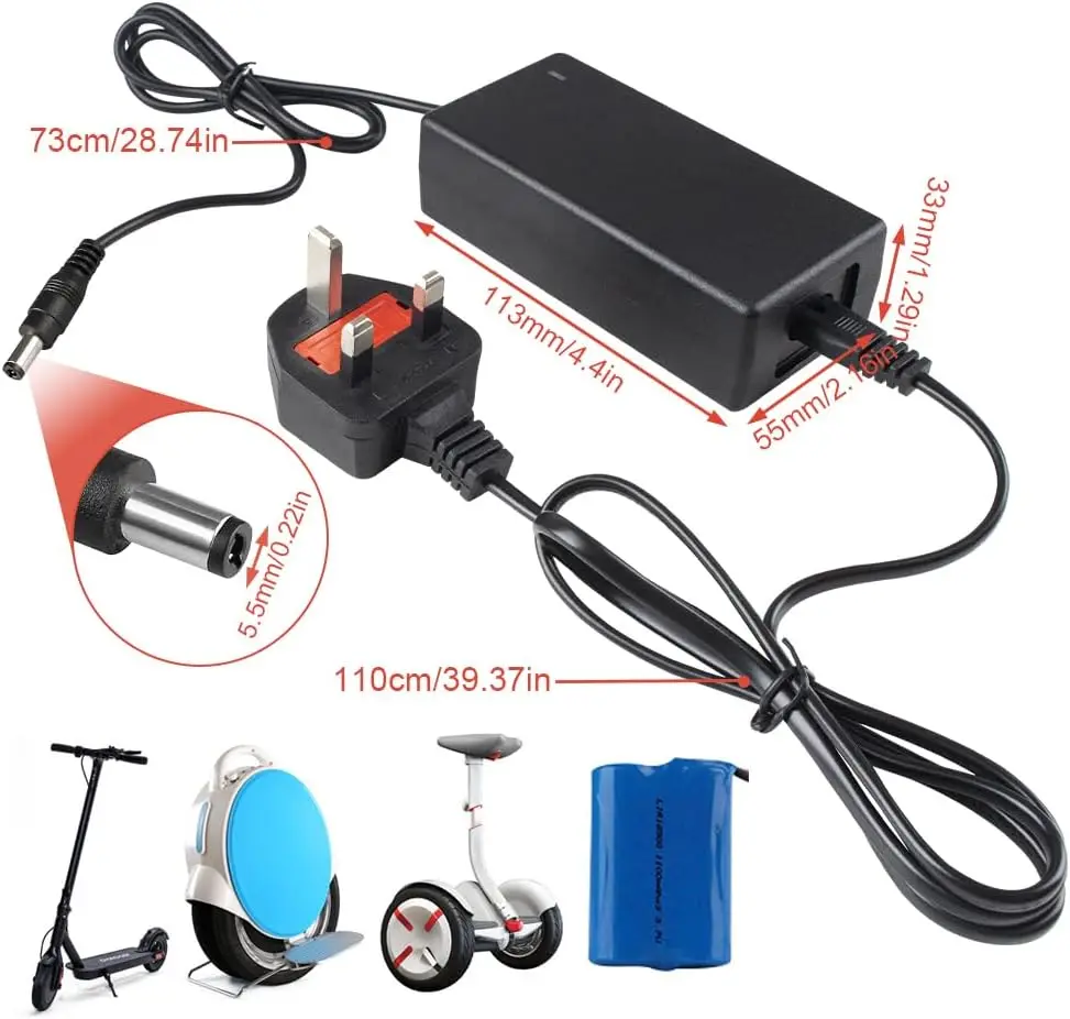 Electric Bike Charger Adapter 36V Electric Bike Charger DC 5.5x2.1mm ...