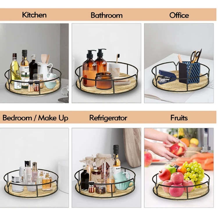 Modern Minimalist Circular Rotatable Wooden Multifunctional Tray ...