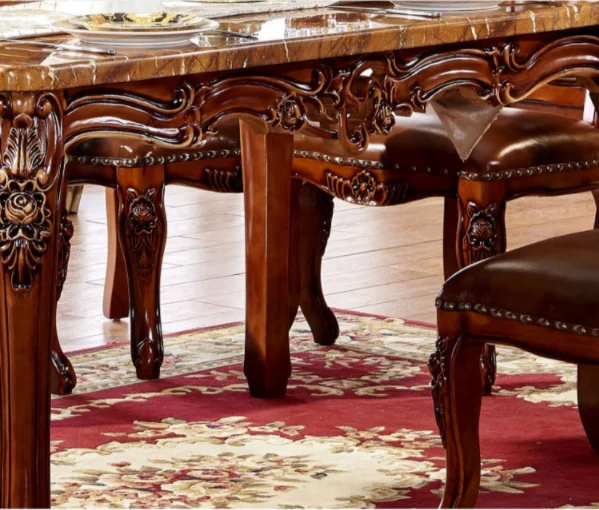 European Royal Dining Table Set Of American Solid Wood Carved Dining ...