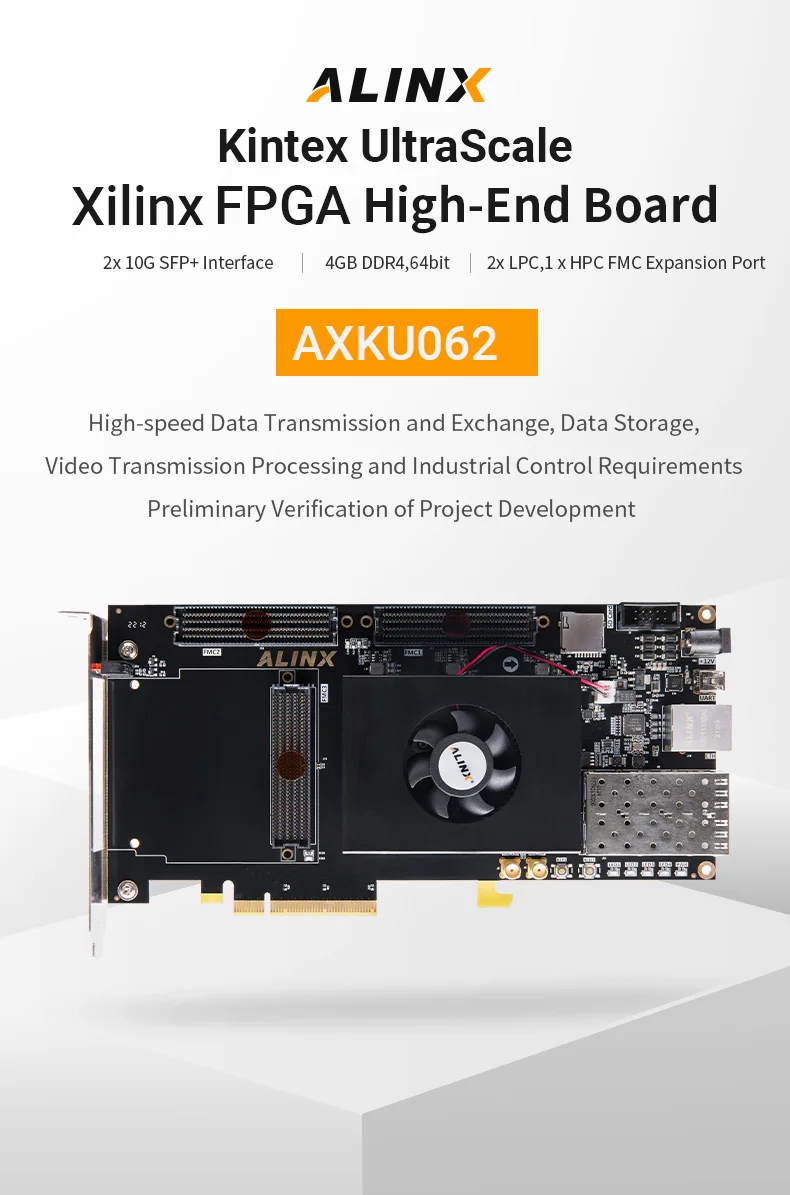 ALINX AXKU062 Xilinx Kintex UltraScale+ XCKU060 PCIE 3.0 FPGA Development Board SFP FMP HPC LPC ...