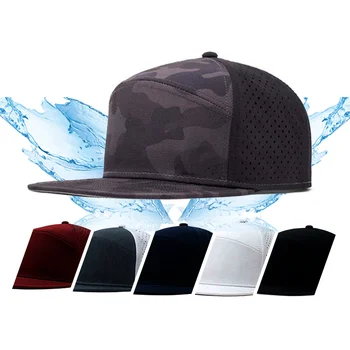 Hs15 Blank Custom 6 Panel Laser Cut Hole Flat Bill Melin Water ...