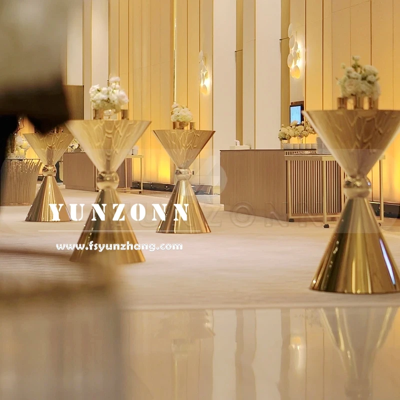 Hourglass Shape Metal Gold Black White High Bar Tables