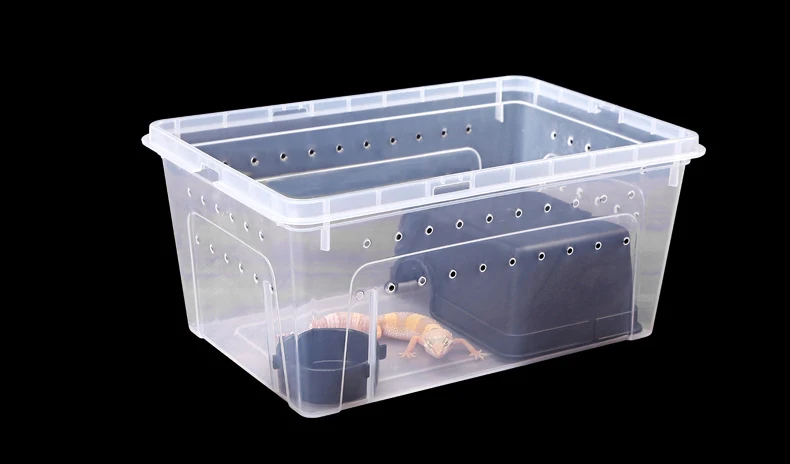 27*19*12cm Reptile Pet Carriers - Transparent & Black Terrariums