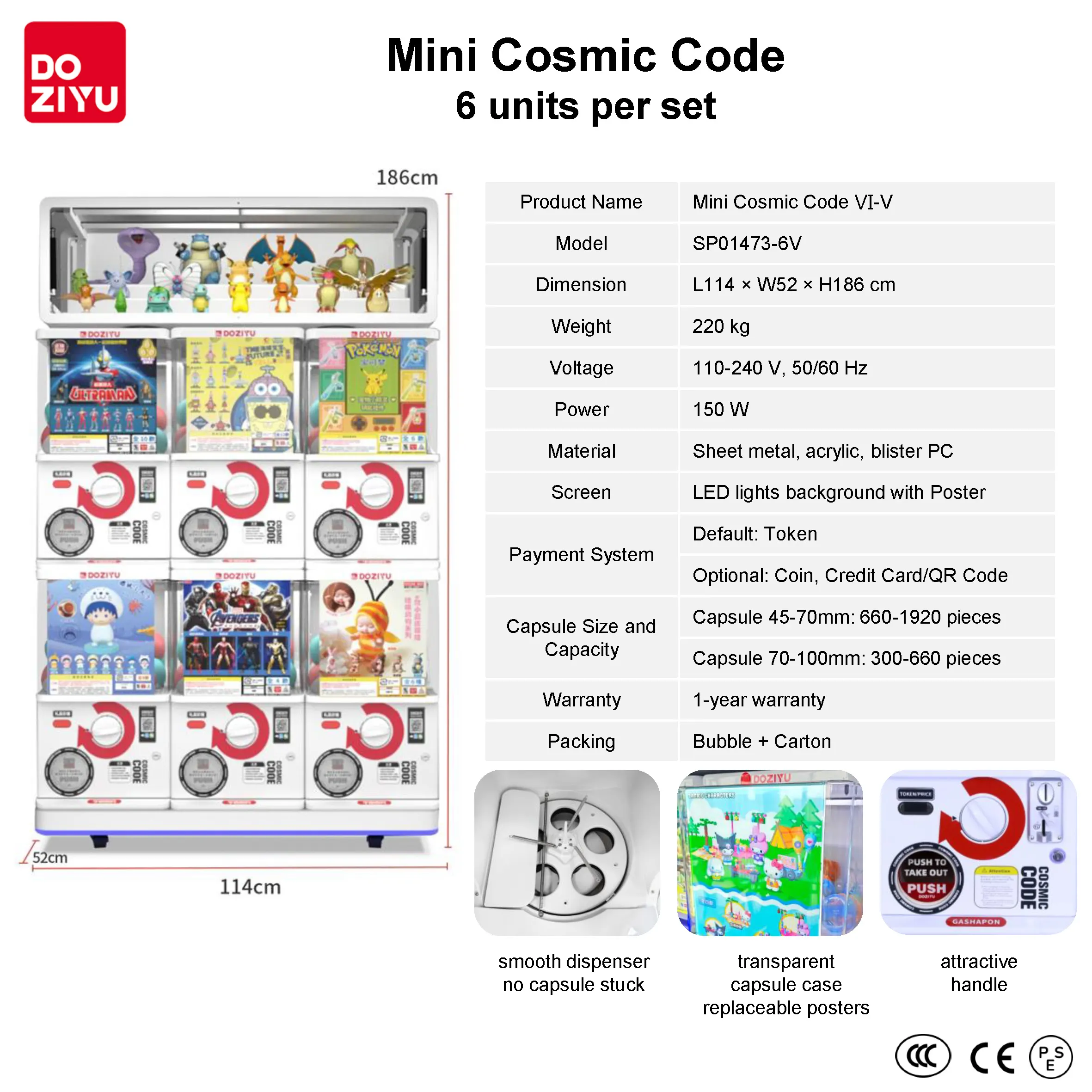 DOZIYU Mini Cosmic Code Gashapon Vending Machine - Free Combo