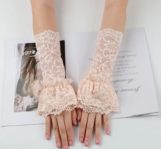 High Quality Women Mesh Lace Rose Flower Gloves Wedding Party Bride ...