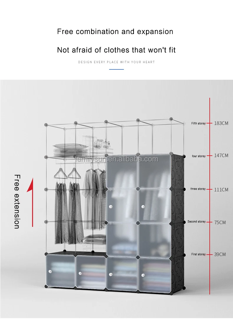 Portable Folding Wardrobe - Modern Plastic Storage Cabinet for Bedroom ...