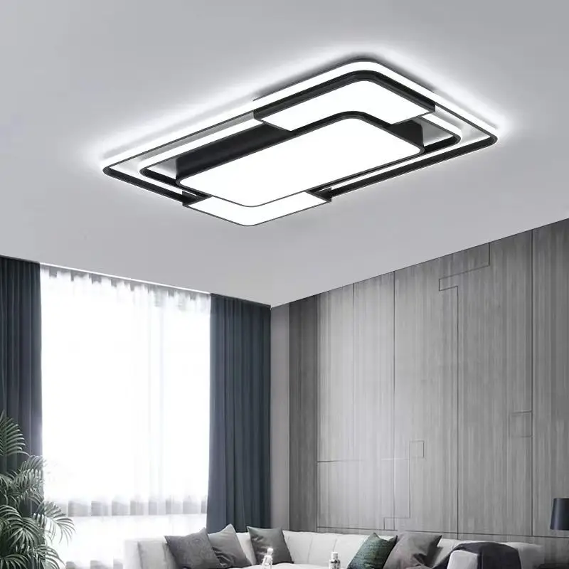 Long Black ceiling light modern living room master light bedroom LED ...