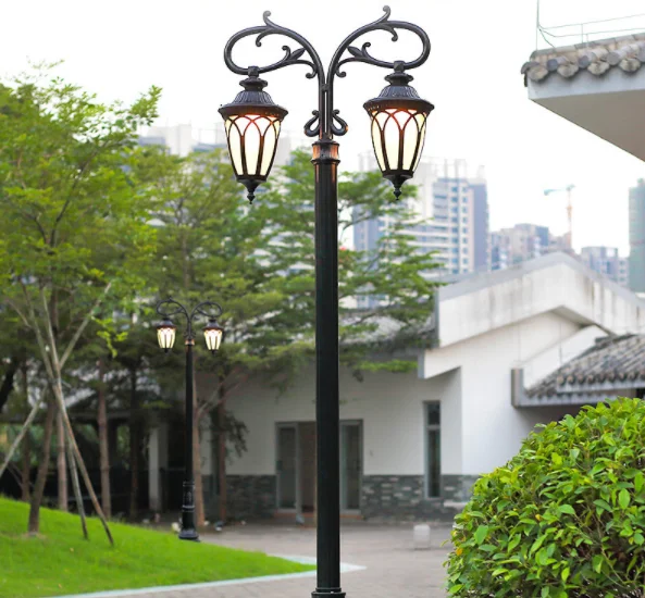 Outdoor Waterproof Street Copper Double-headed Street Garden Lamp Post ...