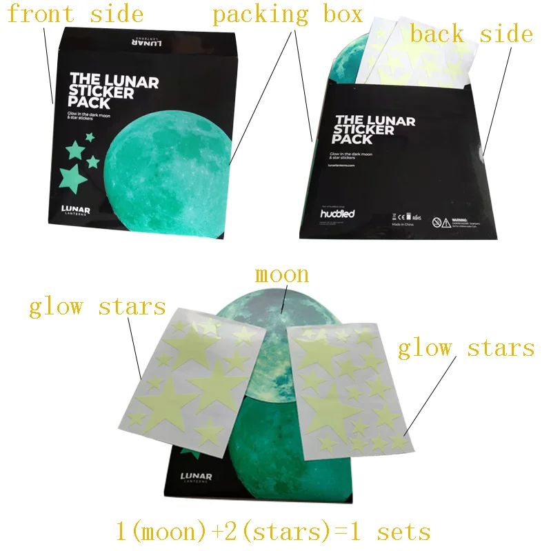 100 PCS / Pack Custom Day 3D Glow Stars Glowing in Dark Fluorescent ...