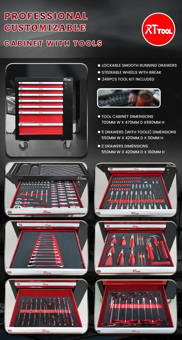 RTTOOL 249pcs Germania Tools with Cabinet - Quality & Durability