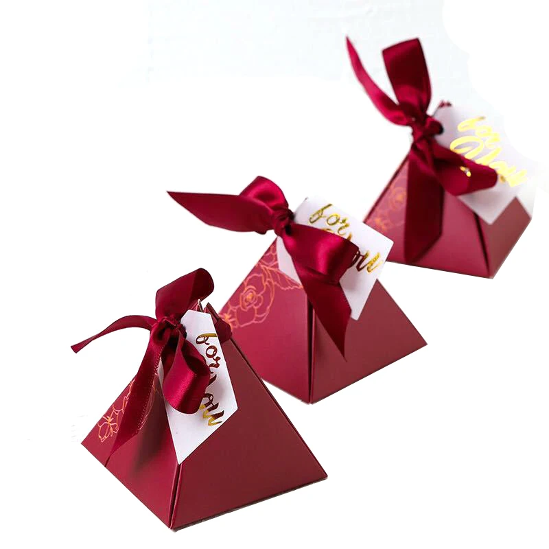 4 Inches Blue Triangle Candy Box For Wedding Party Favors Gifts Paper ...