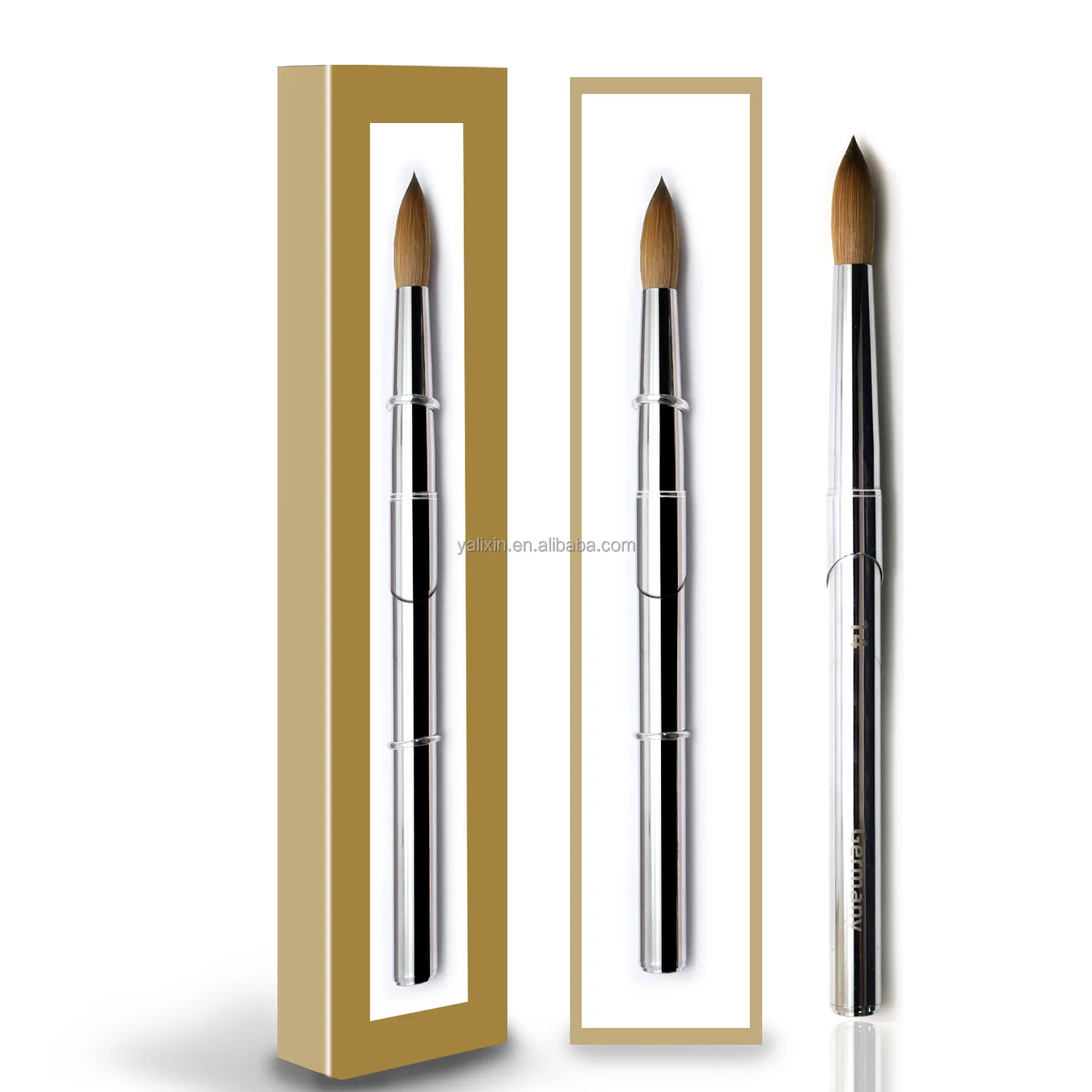 New Design Silver Color Pincel Kolinsky Para Uas 3D Kolinsky Nail Brush ...