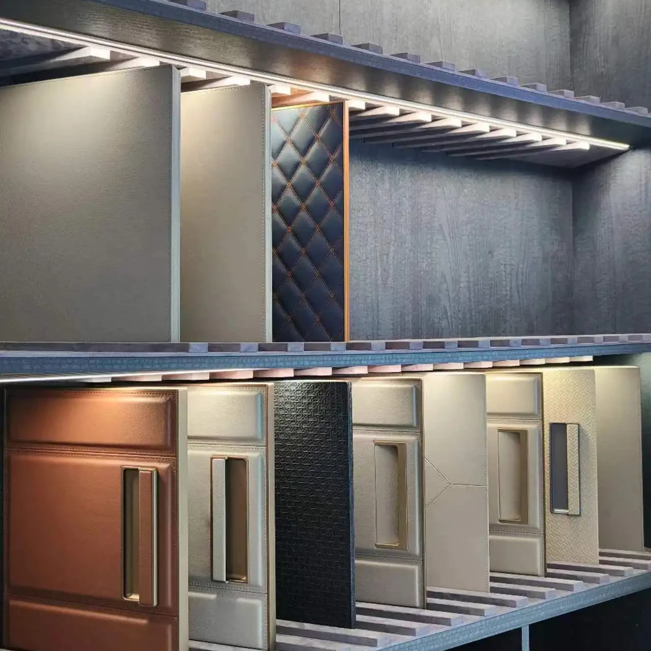 Factory Furniture Bedroom Furniture Leather MDF Aluminium Wardrobe Door ...