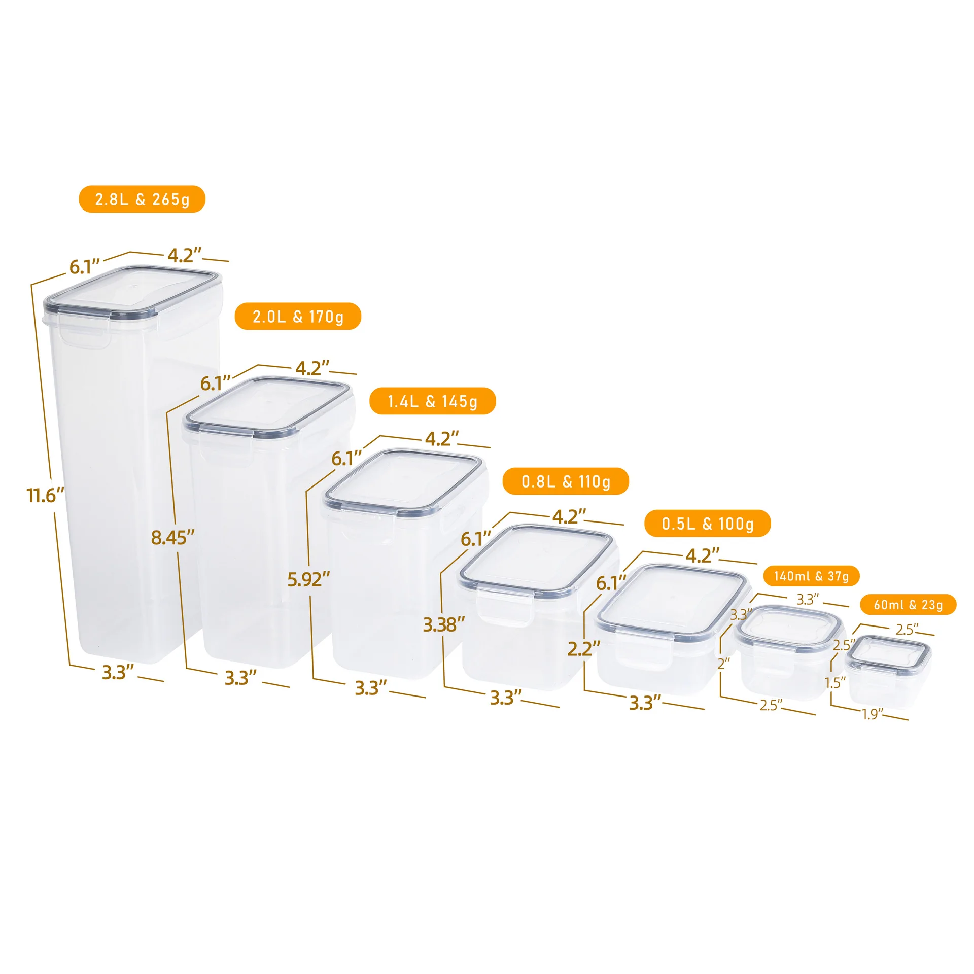 Bpa-free Airtight Plastic Containers - Perfect for Food Storage