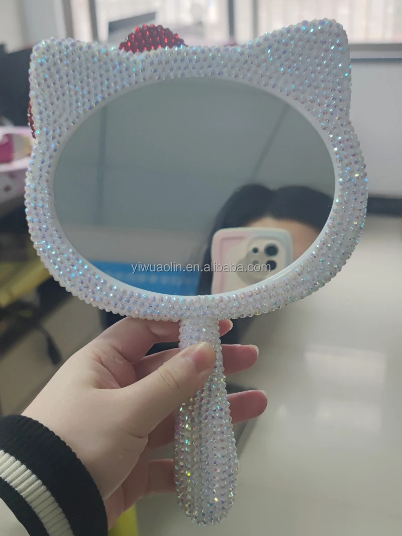 Luxury Shiny Rhinestone Kt Mirror Bling Diamond Makeup Mirror Lovely ...