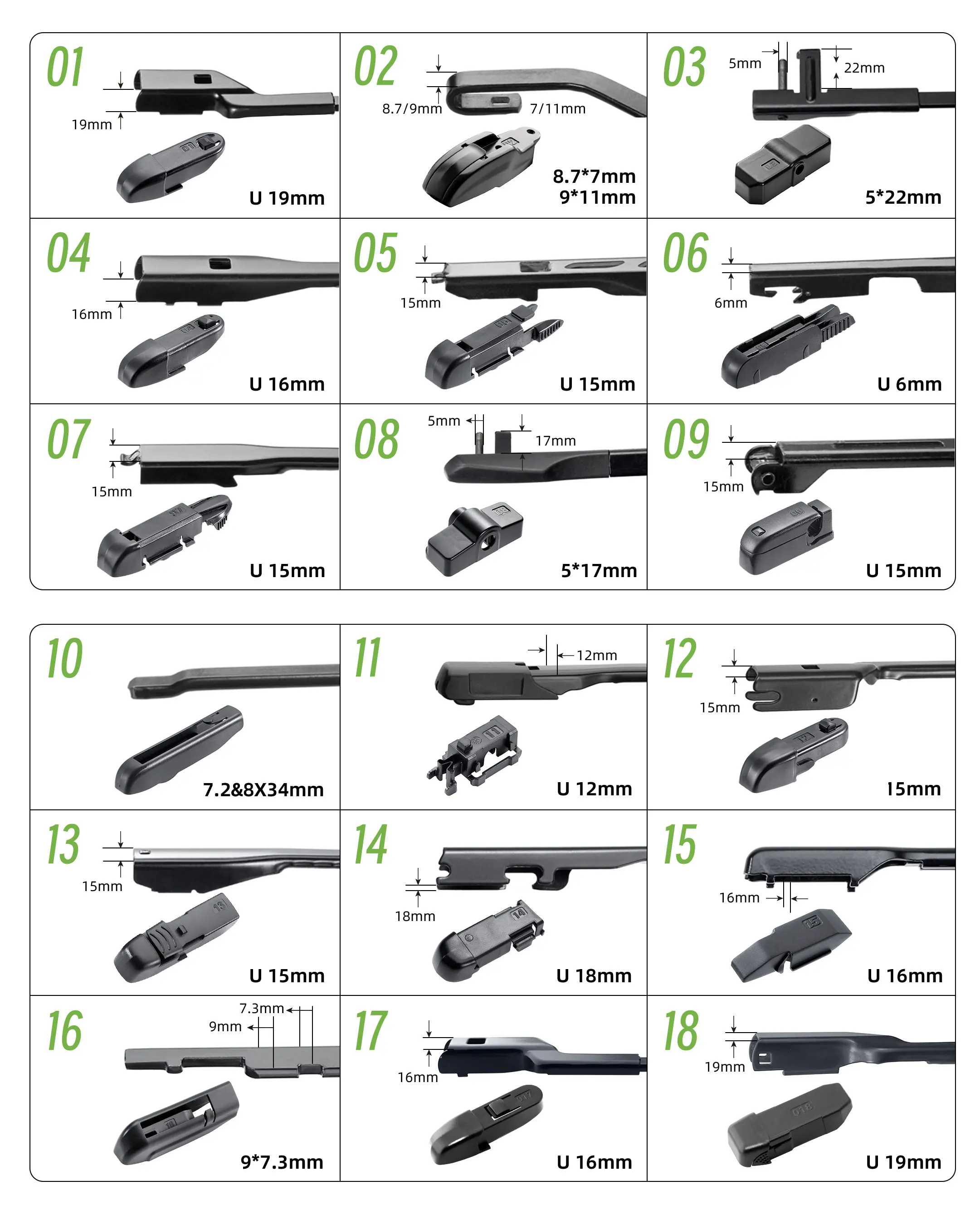 China Best Selling Multi Adapter Soft Wiper Car Windshield Universal Wiper Blade Adapters for ...