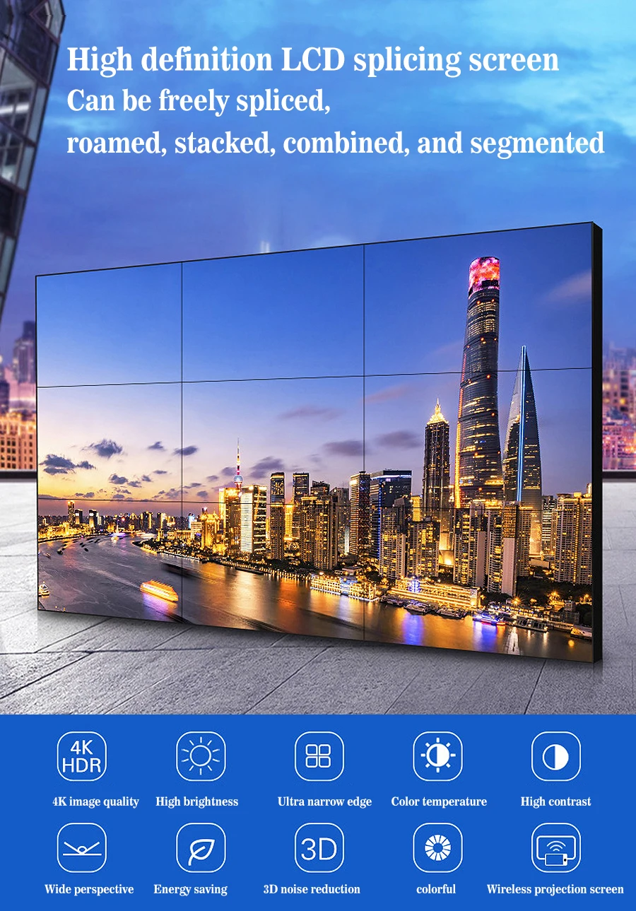 High-definition 65 Inch Ultra Narrow Bezel Splicing Screens 1x3 Lcd ...