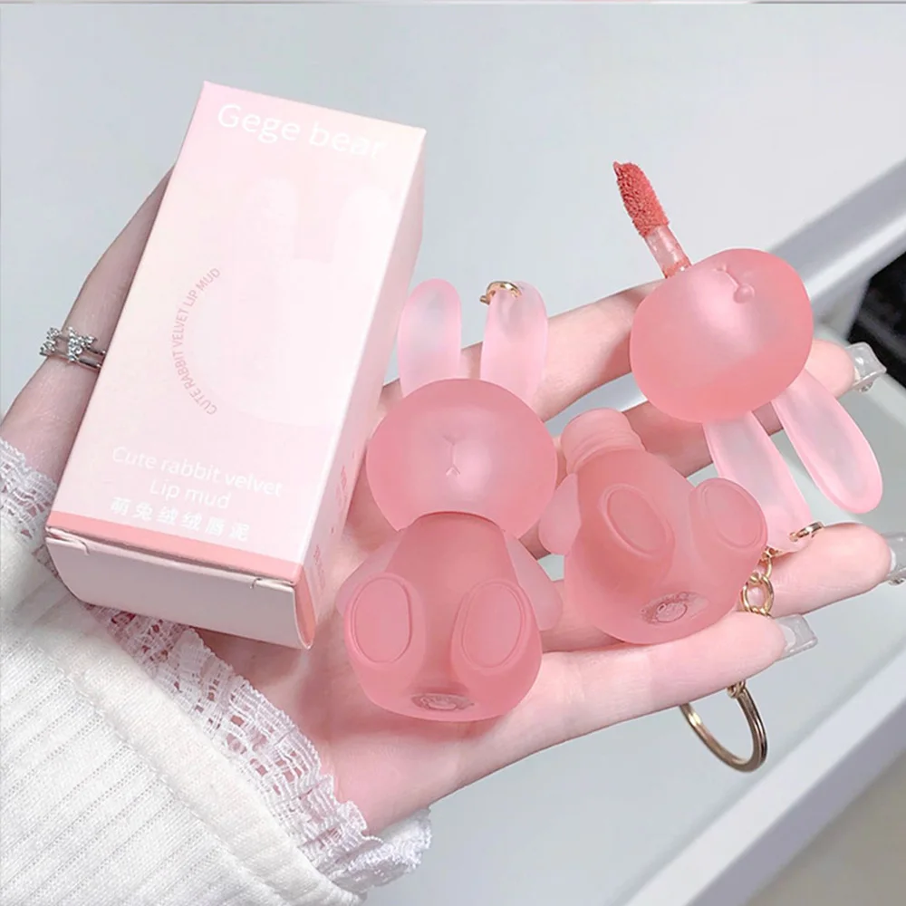 Oem Odm Gege Bear Cute Rabbit Design Velvet Lip Long Lasting Moisturizing Non-stick Cup 2 In 1 ...