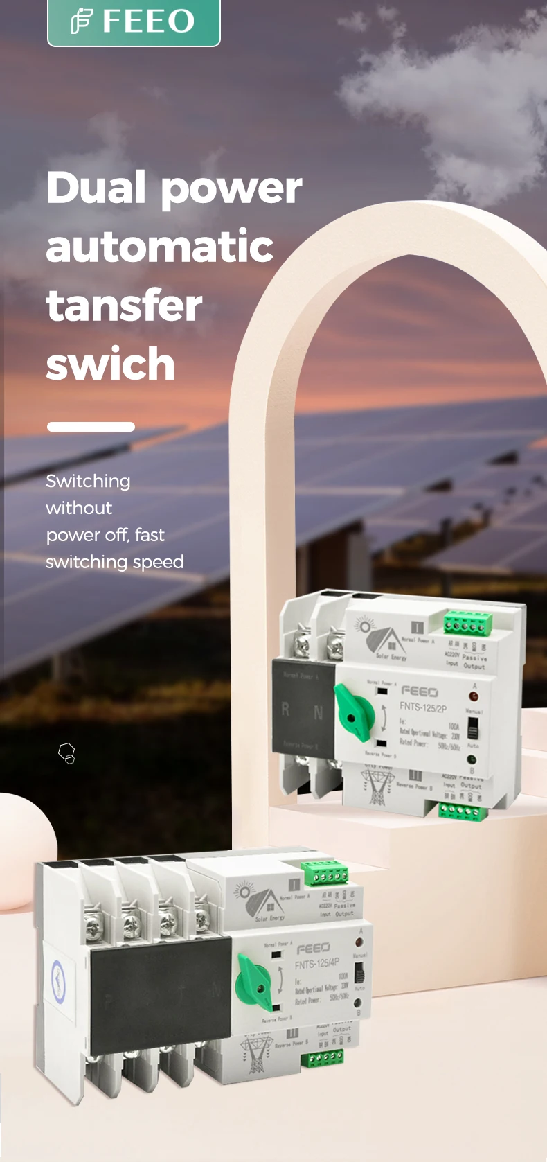 Feeo Fnts-125 2p 400v 125a Pv Automatic Transfer Switch - Buy Dual ...