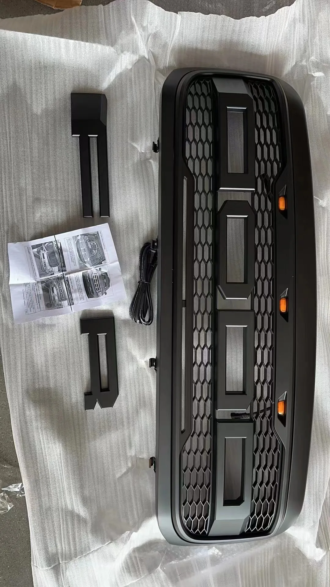 Super Duty Raptor Grill With Amber Led Lights Matte Black For Ford F250 ...