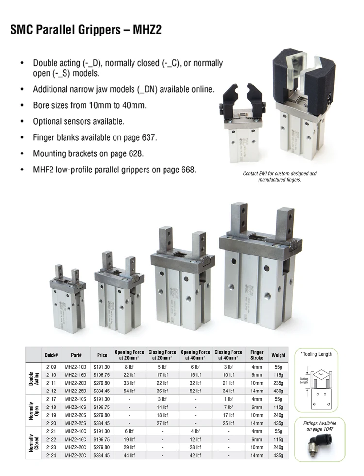SMC Pneumatic Gripper - MHZ2-16D Small Parallel Fixture