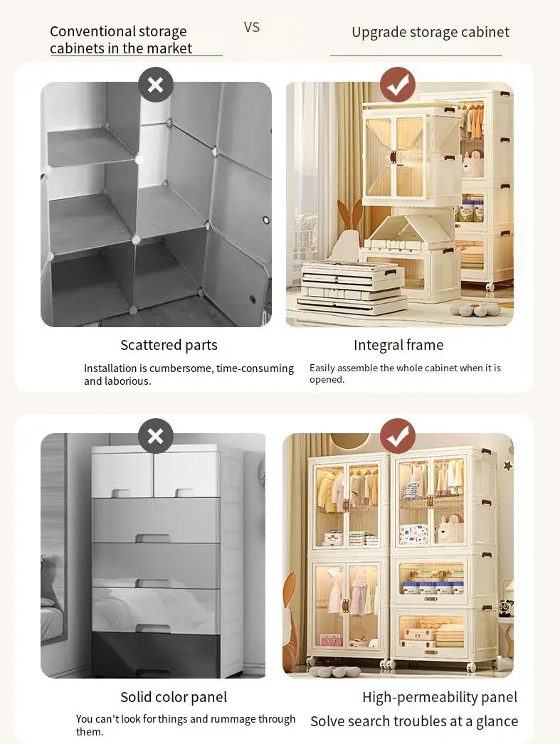 Transparent Plastic Folding Storage Cabinet For Household Snacks & Toys ...