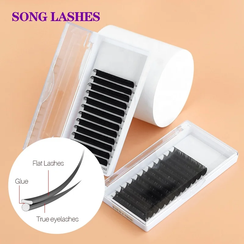 Wholesale Professional Ellipse Flat Lashes Double Tip Split Korean Eyelash Extensions - Buy ...