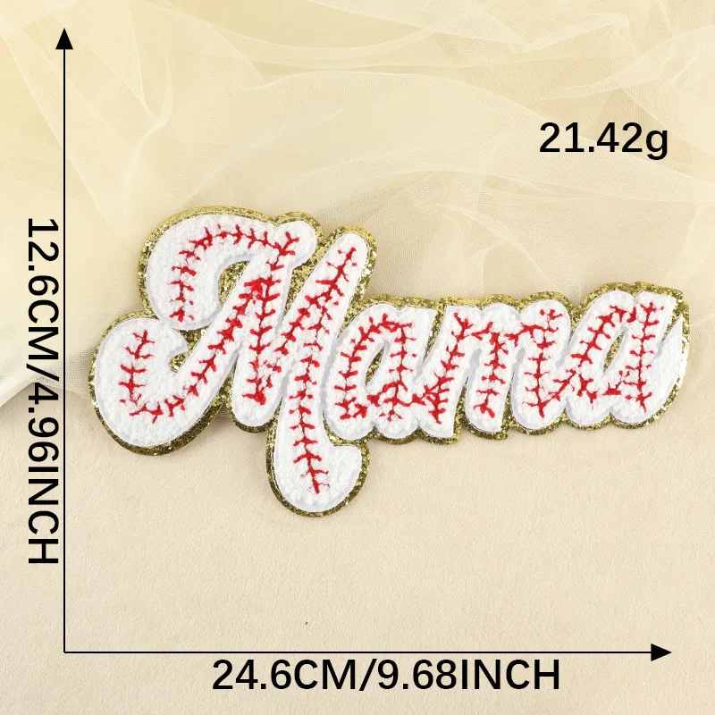 Custom Mother's Day Gold Border Embroidery Mom Patches