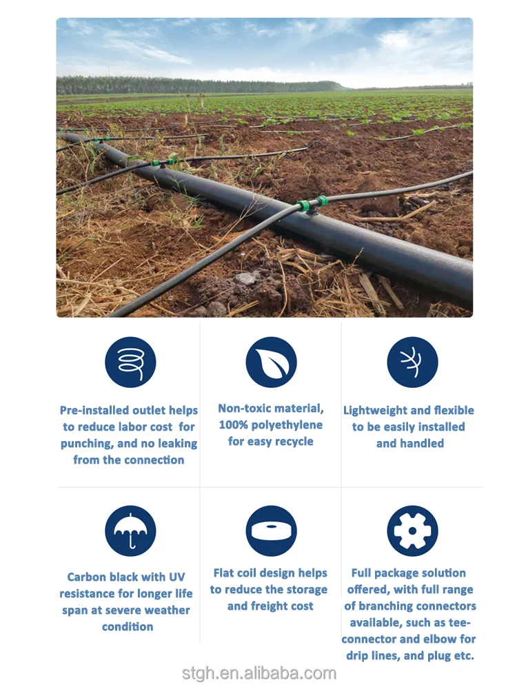 Pre-installed Outlets Pipe Drip Irrigation Lay Flat Hose