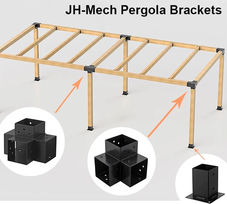 Jh-mech Custom Oem Post Base Bracket Kit Wood Connector 4x4/6x6 Black ...
