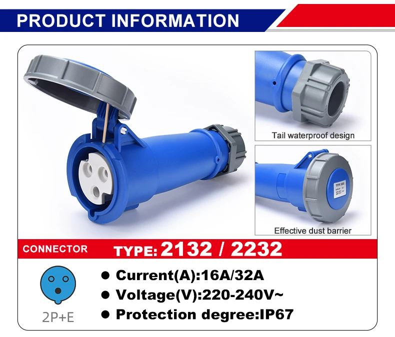 High Quality IP67 Industrial Plug and Socket 3P 4P 5P Male and Female ...