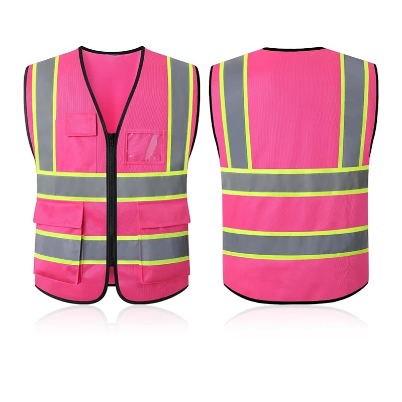 Fluorescent pink Safety Reflective Vests High Visibility Industrial ...