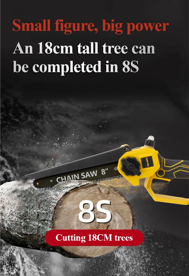 Industrial Battery Powered Chain Saw 8 Inch Lithium Ion Cordless Chain ...