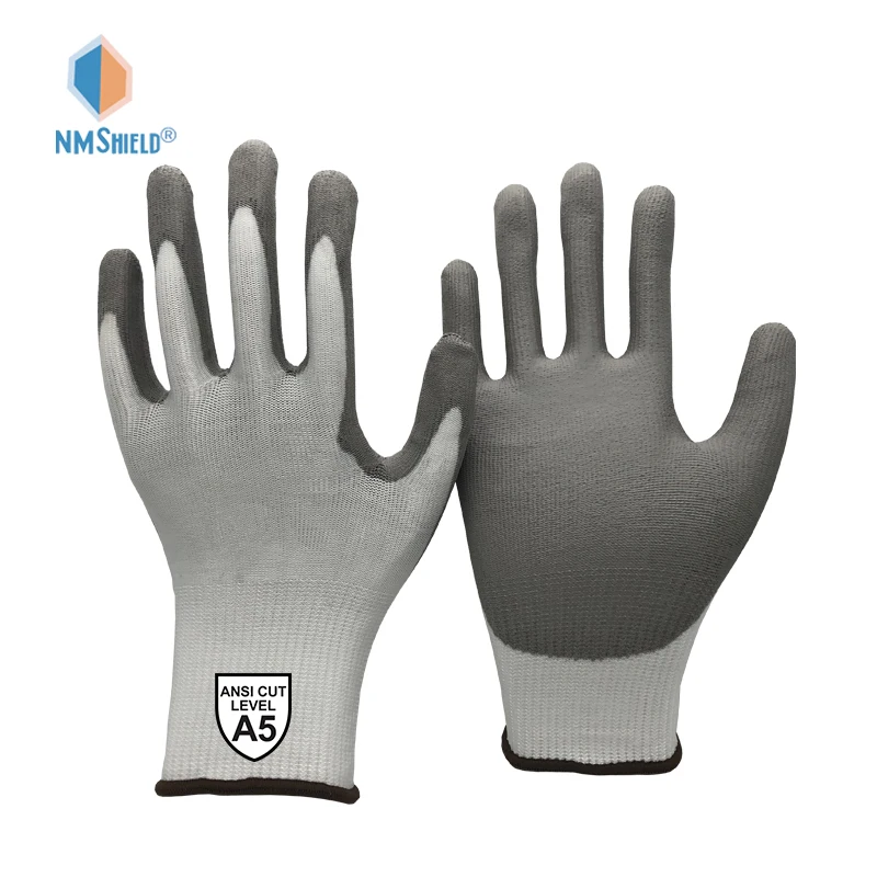 NMSHIELD Polyurethane Coating ANSI A5 Cut Resistant Gloves Lightweight ...