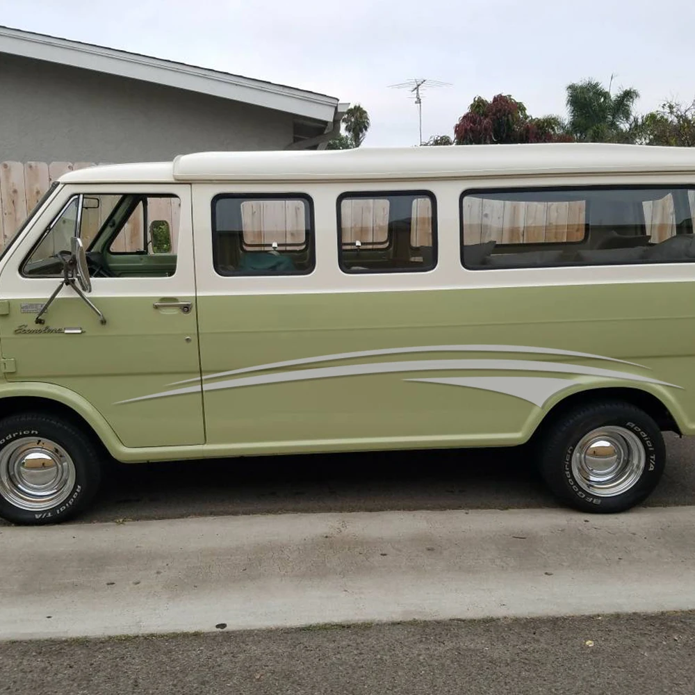 2Pcs Van Door Side Stickers Graphics Stripes Kit Cover Auto Body Decor ...