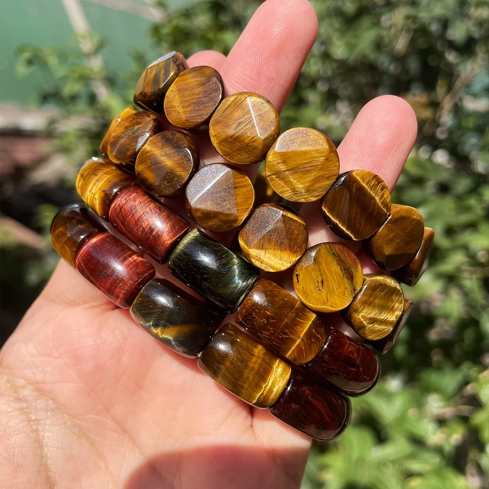 A+ Natural Tiger Eye Stone Bangle 10*16mm/13mm Loose Gem Stone Beads ...