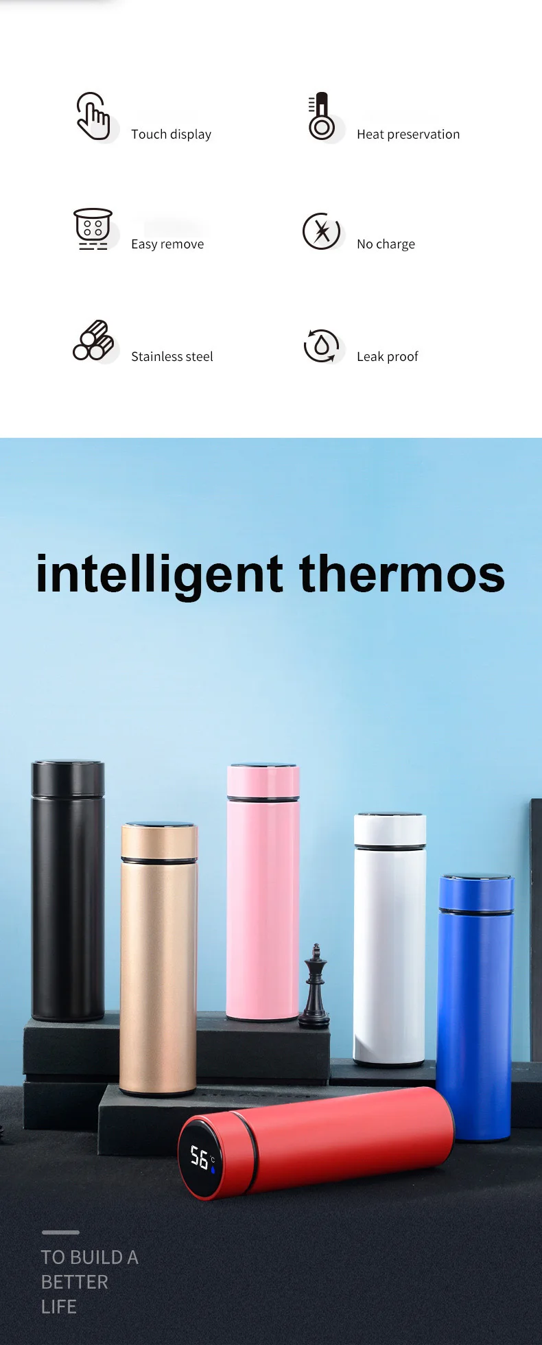 Smart Stainless Steel Intelligent Display Temperature Thermos Cup Food ...