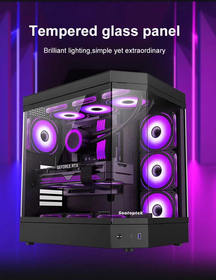 K21 M-ATX/ATX Curved PC Case - Full Tempered Glass Gaming