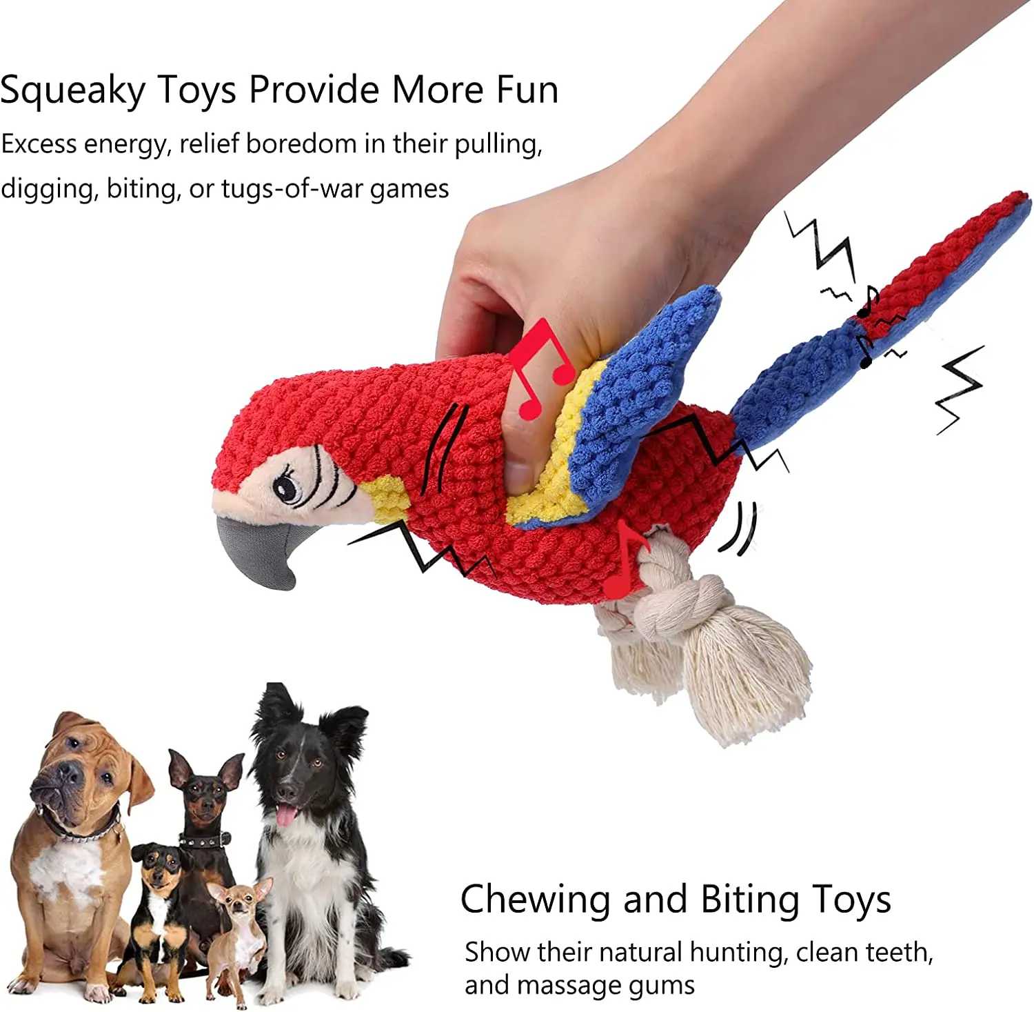 Bird Shape Dog Plush Toys Squeaky Interactive Stuffed Dog Toys Parrot ...