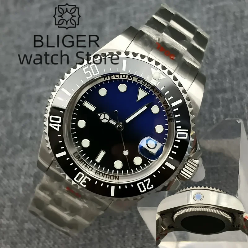 BLIGER 43mm SEA Watch for Men NH35A Automatic Wristwatch AR Coating ...