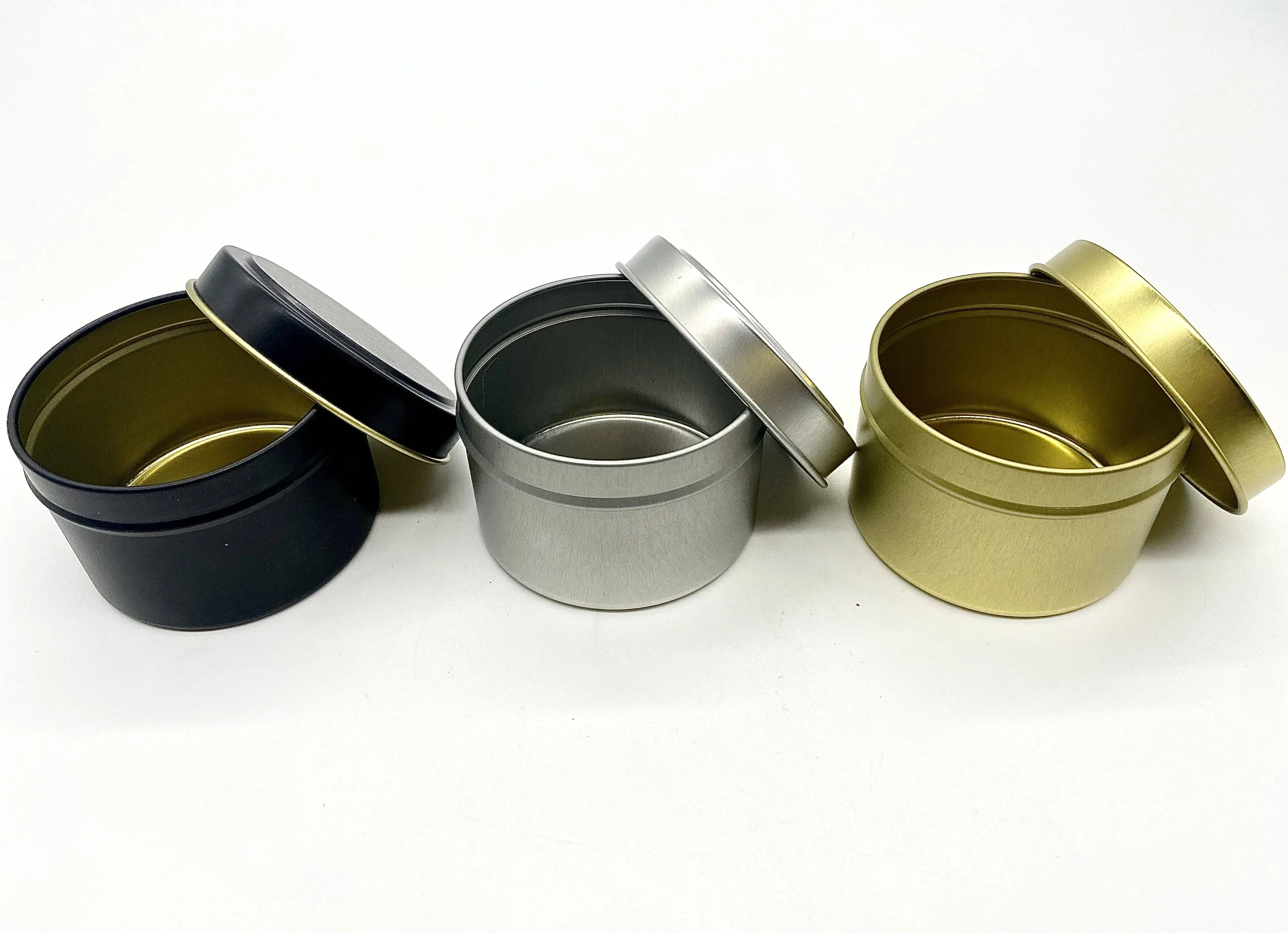 Factory Custom Logo Tin Box Matte Black Containers Metal Candle Tins ...