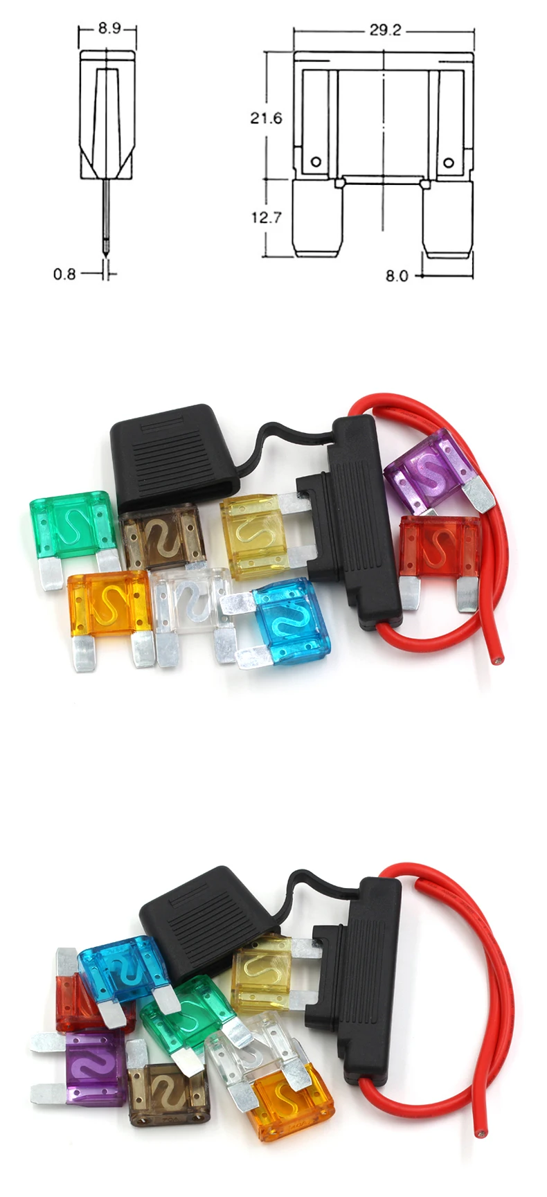 Large Insert Type 20A30A40A/50A/60A/70A/80A/100A Truck Car Fuse 100pcs ...