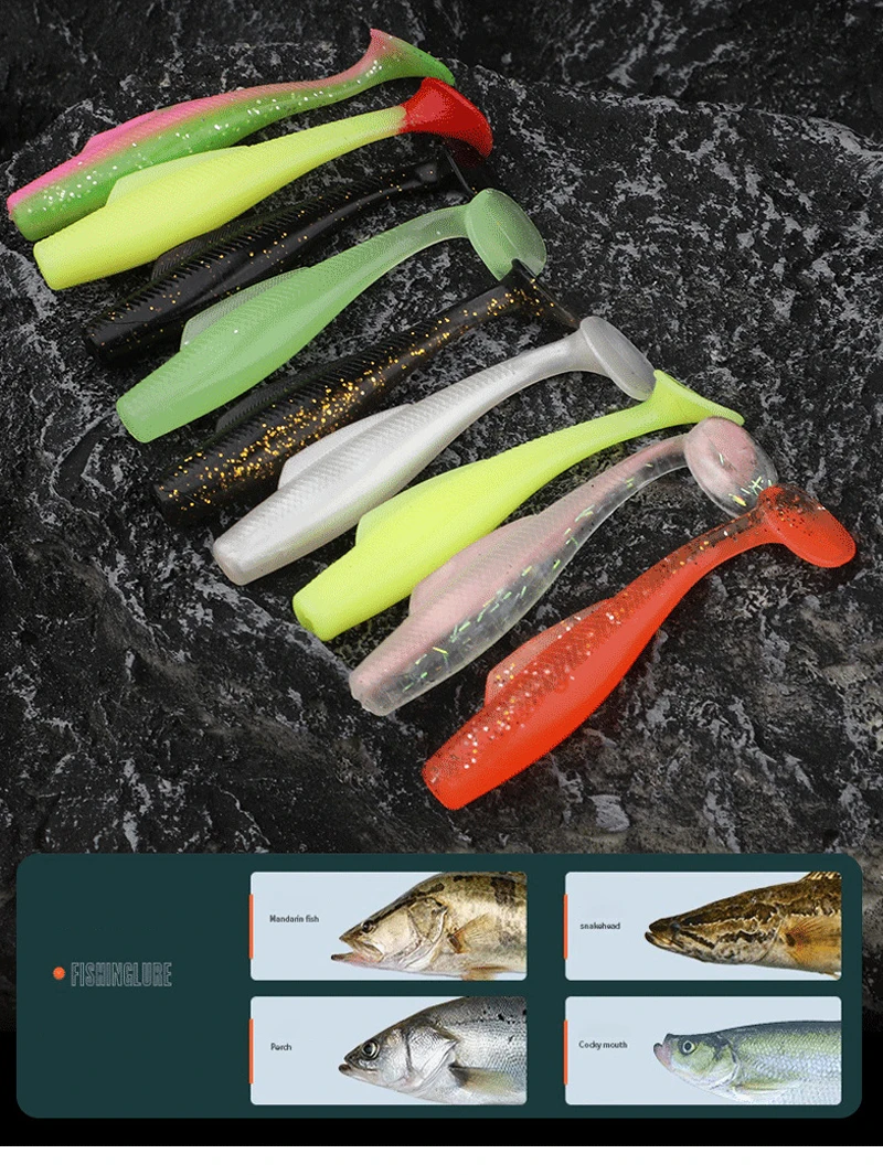 T-tail Fishing Soft Lure Pink In Color 4/6/8/10/12 Cm Paddle Tail Soft ...