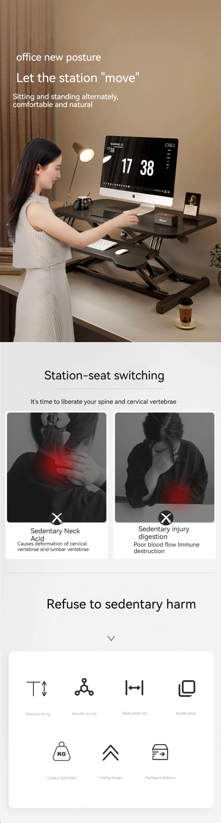Adjustable Desk Workstation,Ergonomic Lifting Computer Desk With ...