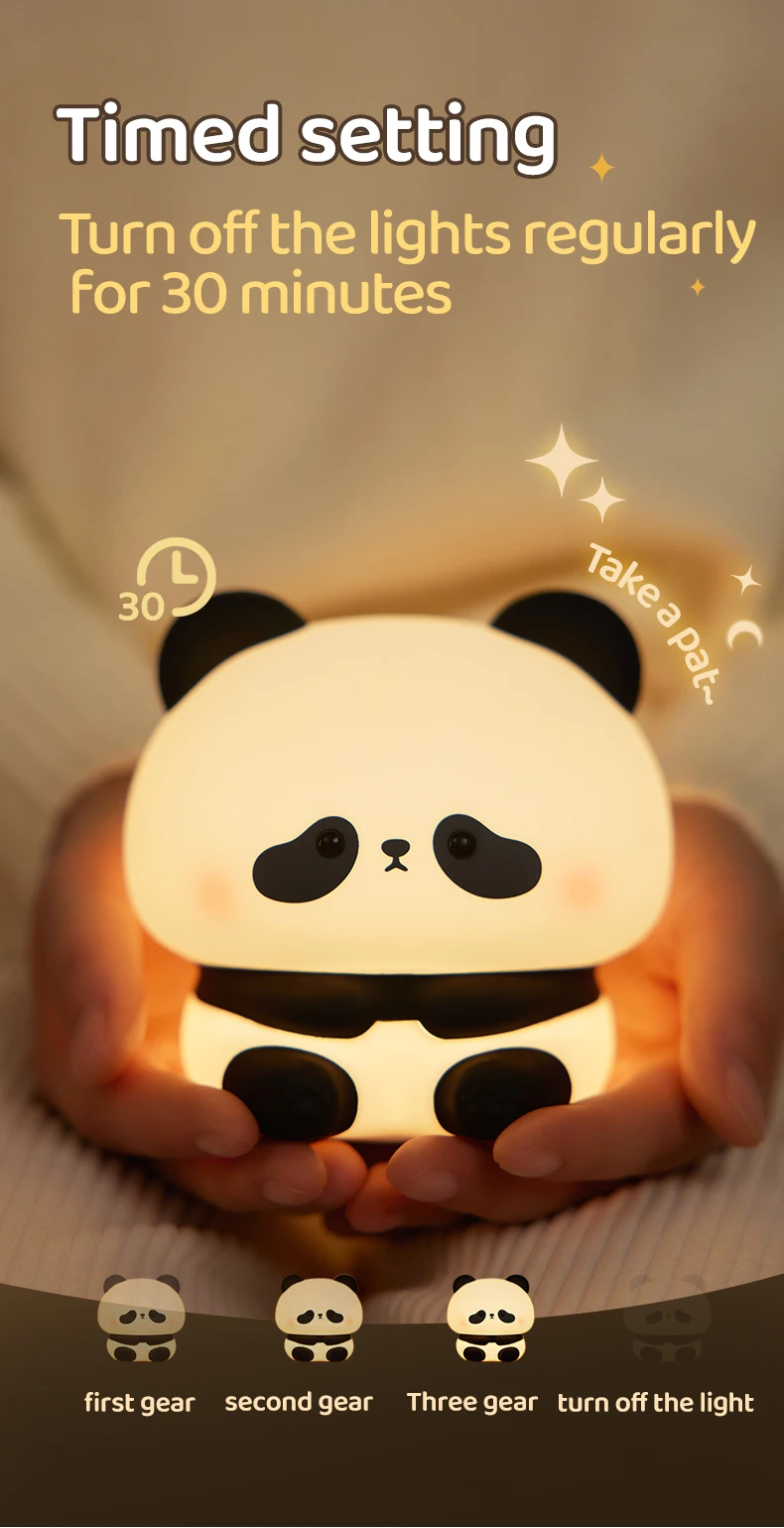 Baby Night Light Silicone - Cute Panda Lamp with Touch Sensor